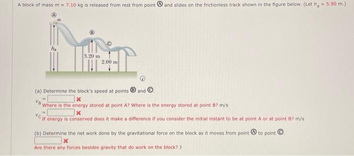 Solved ick of mass m=7.10 kg is released from rest from | Chegg.com