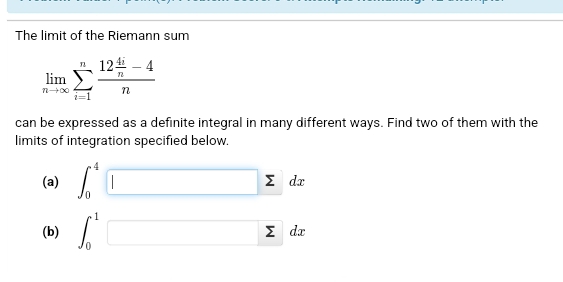 Solved The limit of the Riemann sumlimn→∞∑i=1n124in-4ncan be | Chegg.com