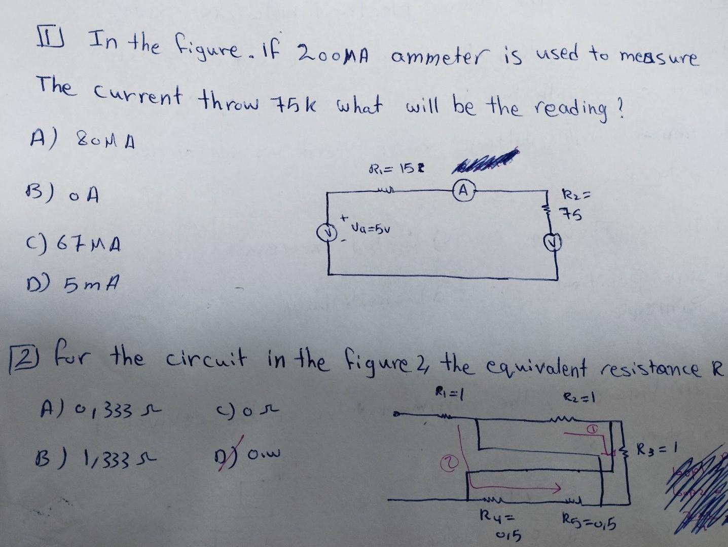 Solved II) In the figure if 200MA ammeter is used to measure | Chegg.com