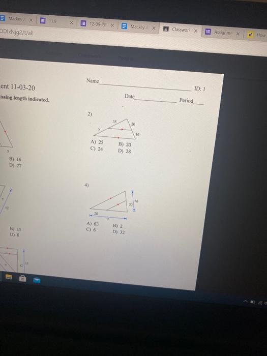 Solved Name Geometry Assignment 11 03 20 Find The Missing Chegg