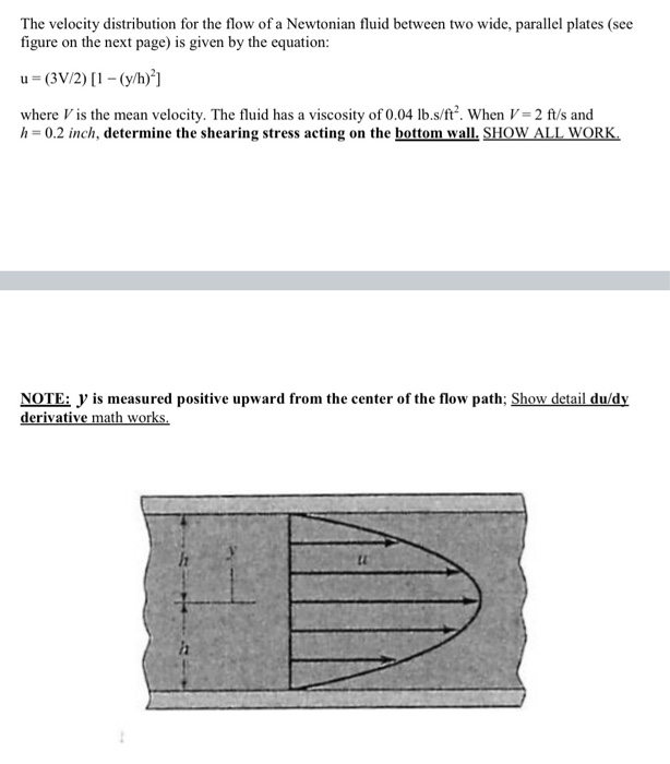 Solved The velocity distribution for the flow of a Newtonian | Chegg.com
