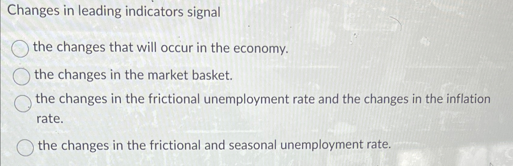 Solved Changes in leading indicators signalthe changes that | Chegg.com
