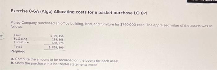 Solved Exercise 8-6A (Algo) Allocating costs for a basket | Chegg.com