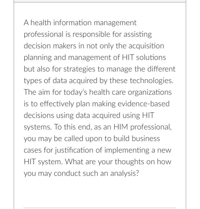 Solved A health information management professional is | Chegg.com