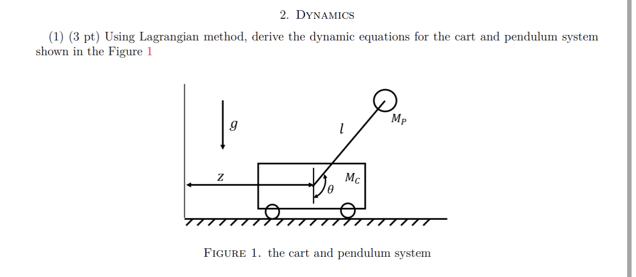 Solved Dynamics(1) (3 ﻿pt) ﻿Using Lagrangian method, derive | Chegg.com