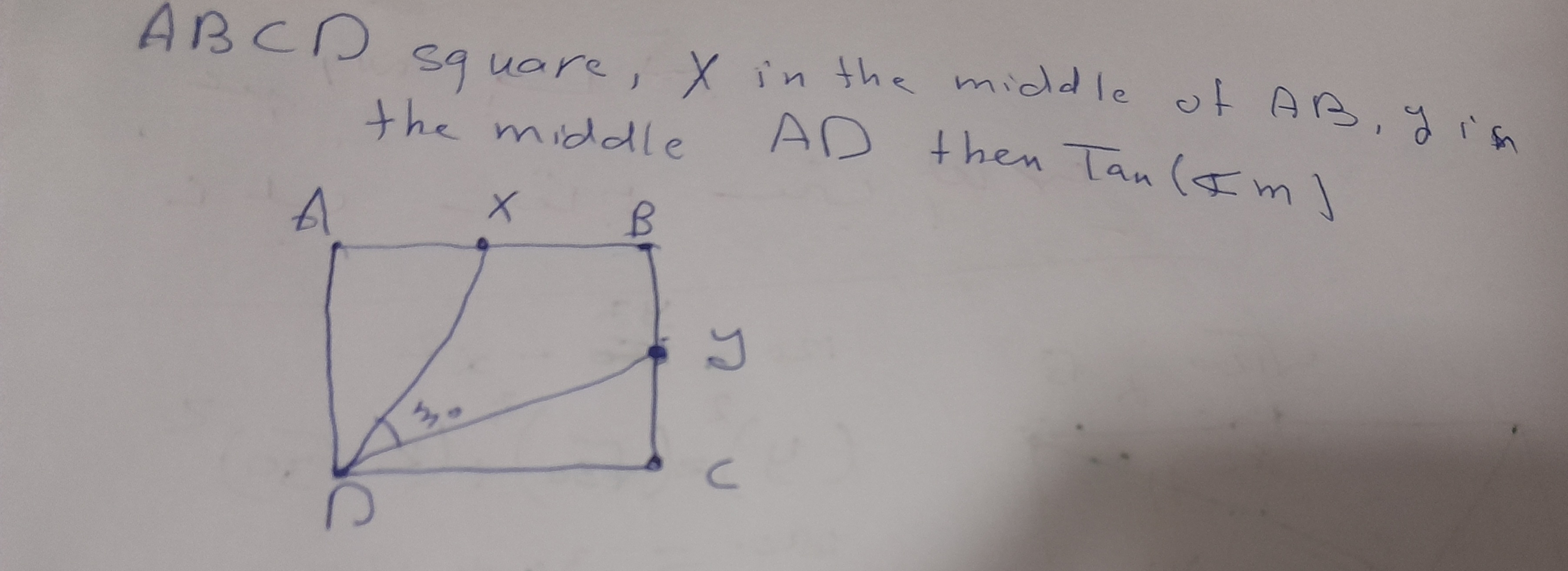 Solved ABCD square, x ﻿in the middle of AB,y ﻿isthe middle | Chegg.com