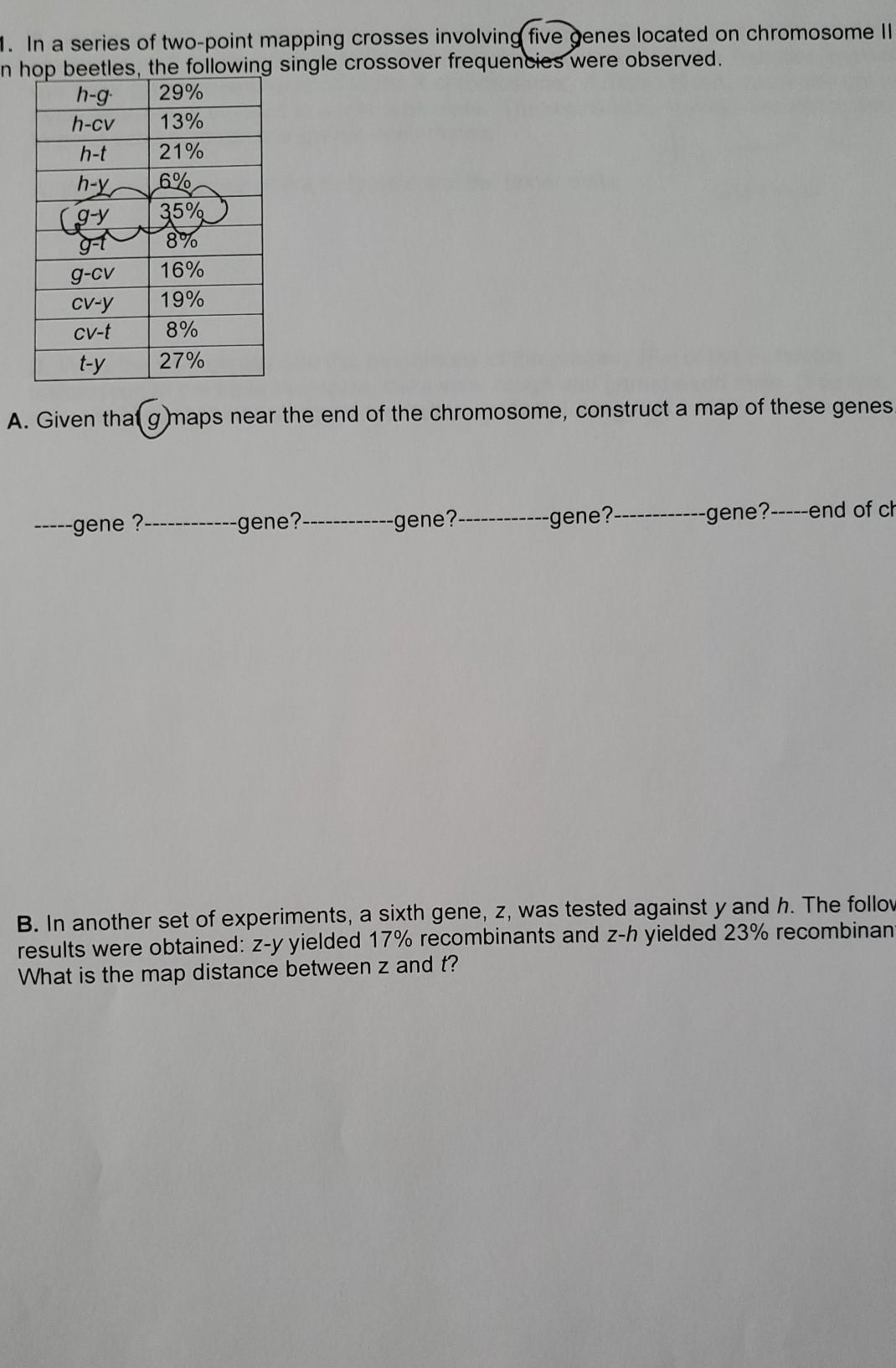Solved 1. In a series of two-point mapping crosses involving | Chegg.com