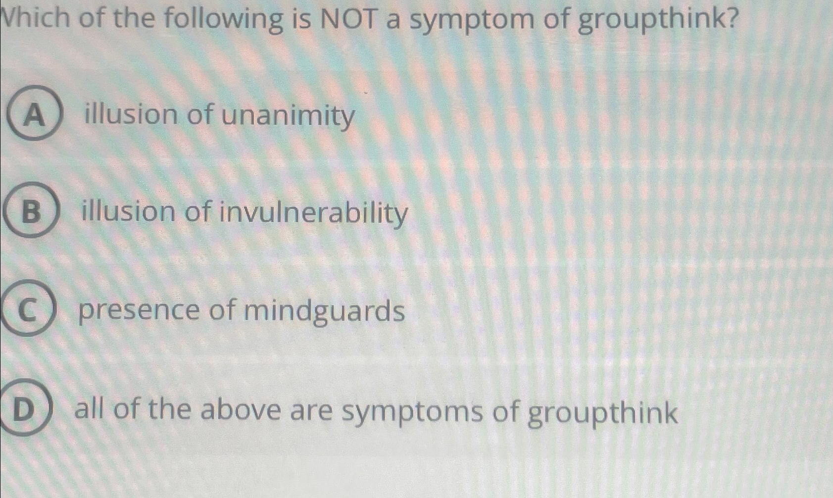 Solved Which of the following is NOT a symptom of | Chegg.com