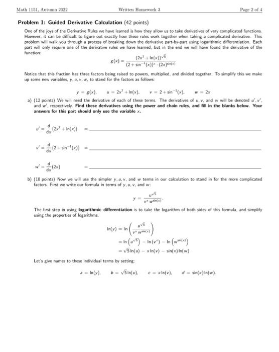 Solved Problem 1: Guided Derivative Calculation (42 points) | Chegg.com