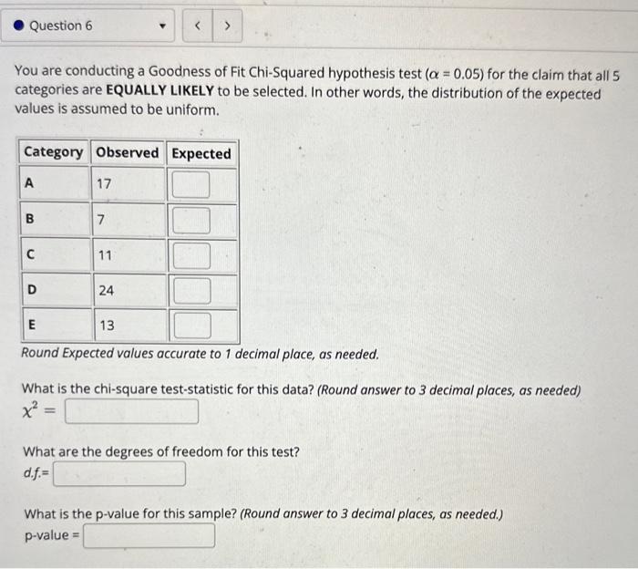 Solved You are conducting a Goodness of Fit Chi-Squared | Chegg.com