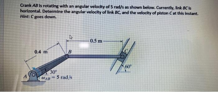 Solved Crank AB is rotating with an angular velocity of 5 | Chegg.com
