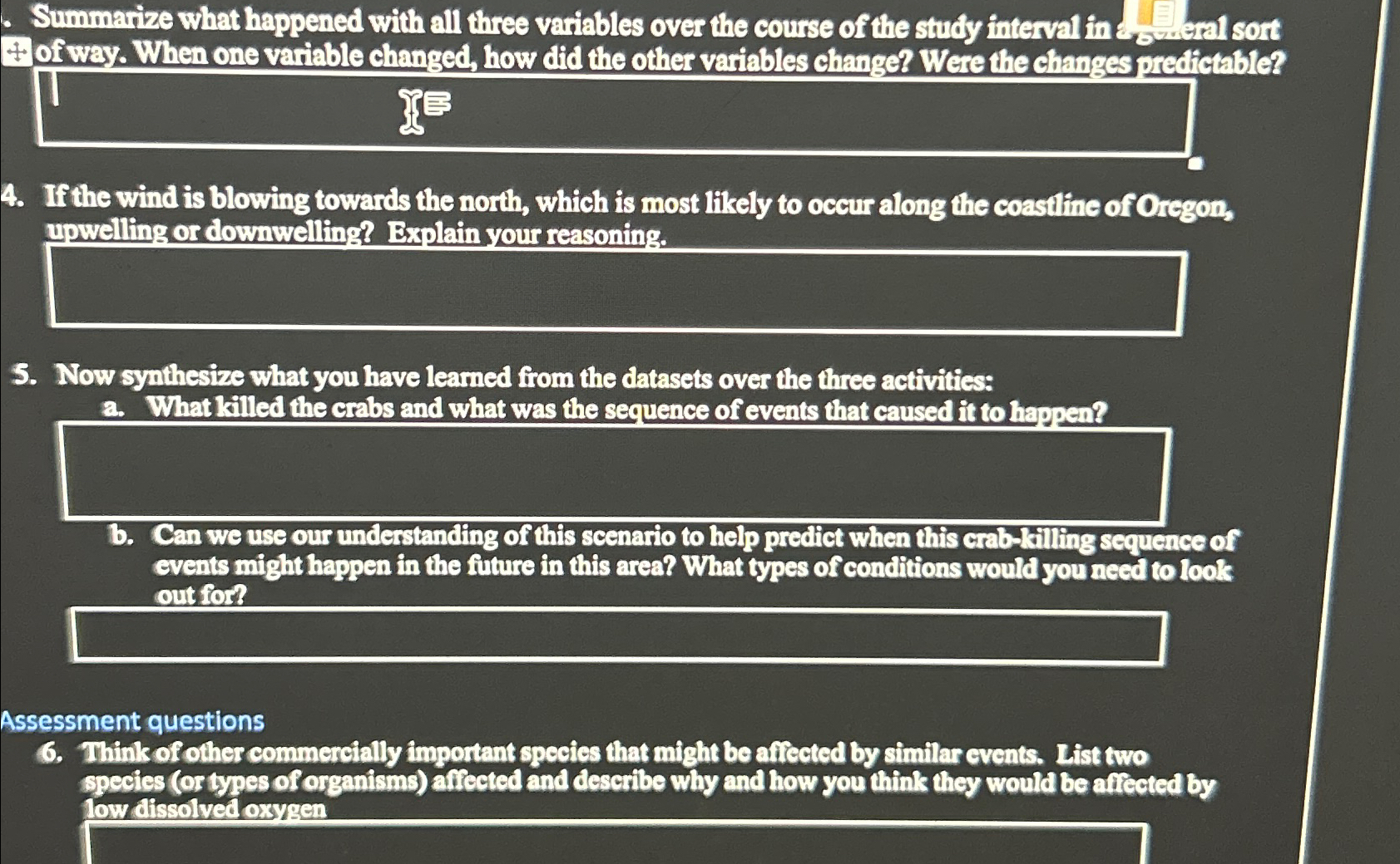 Solved Summarize what happened with all three variables over | Chegg.com