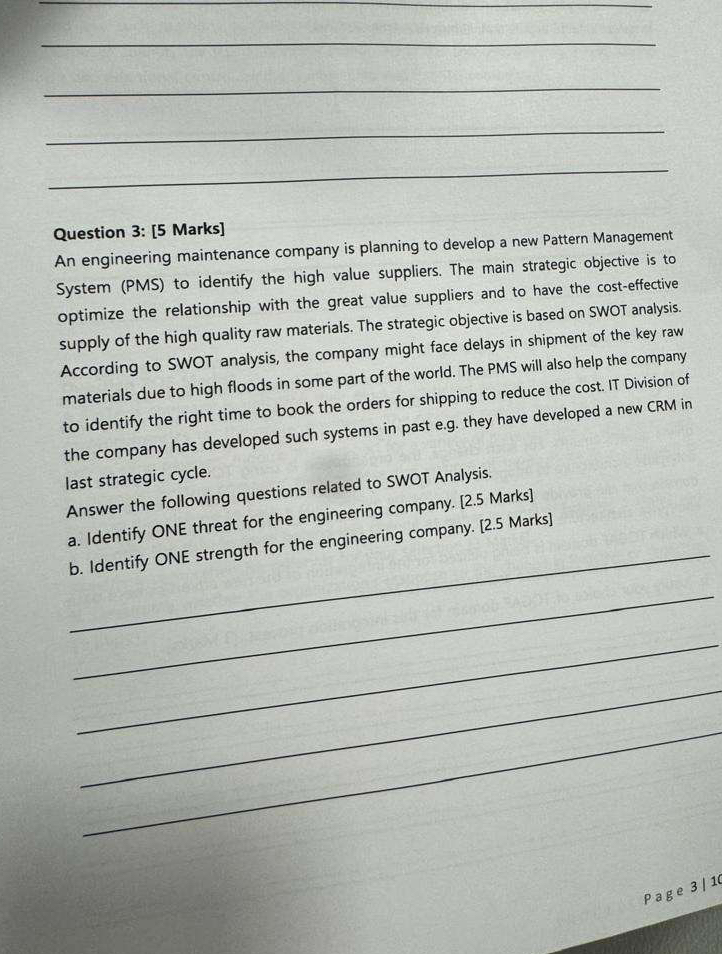 Solved Question 3: [5 ﻿Marks]An engineering maintenance | Chegg.com
