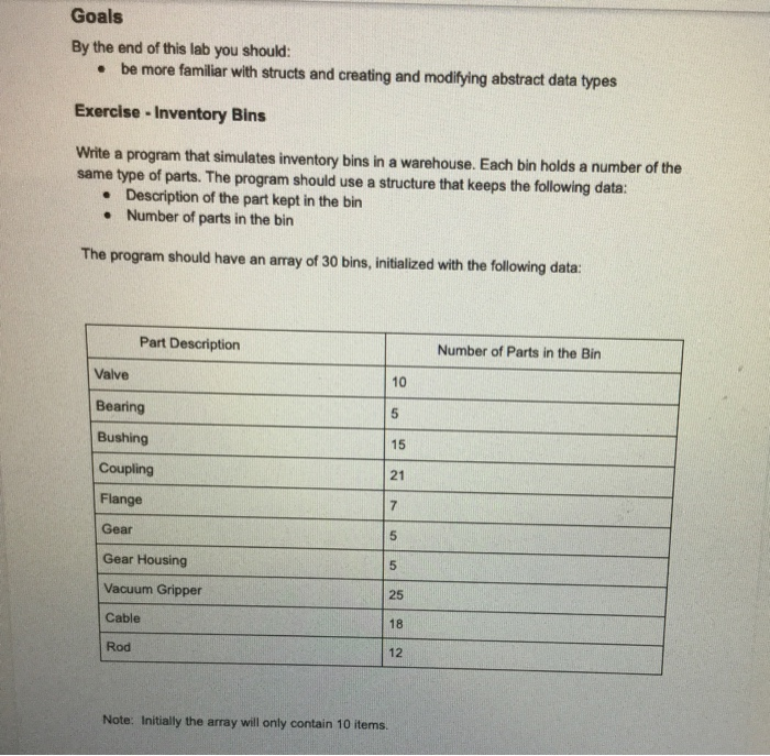 Solved Goals By the end of this lab you should: • be more | Chegg.com
