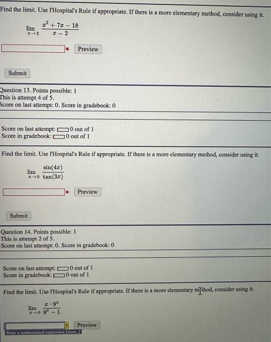 Solved Find the limit. Use l'Hospital's Rule if appropriate. | Chegg.com
