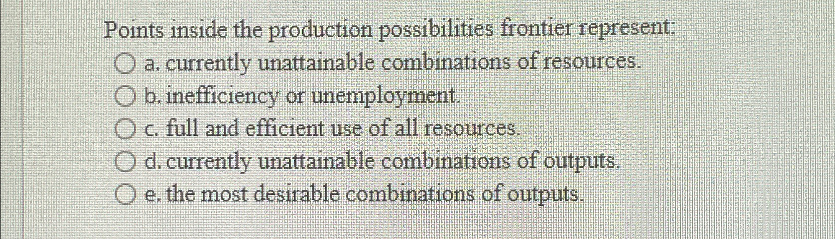Solved Points inside the production possibilities frontier | Chegg.com