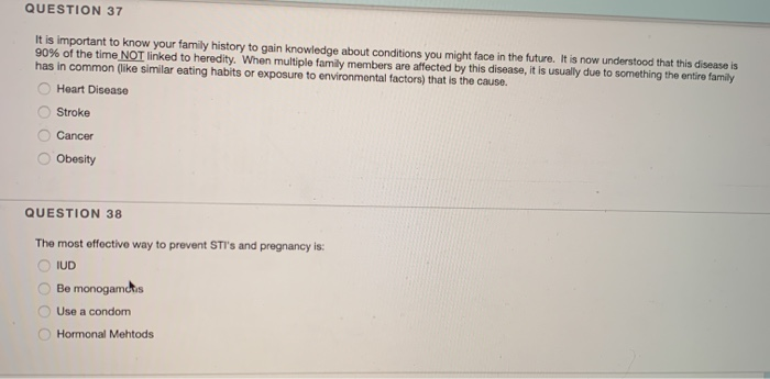 Solved QUESTION 37 It is important to know your family | Chegg.com
