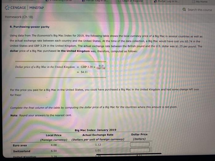 Solved Login or Register e Portal Log in to, My Home CENGAGE | Chegg.com
