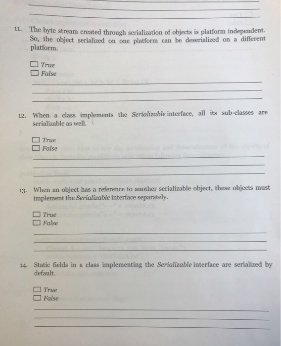 Solved The byte stream created through serialization of | Chegg.com