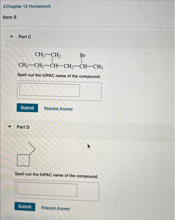 Solved Write the IUPAC name for each of the following: Part | Chegg.com