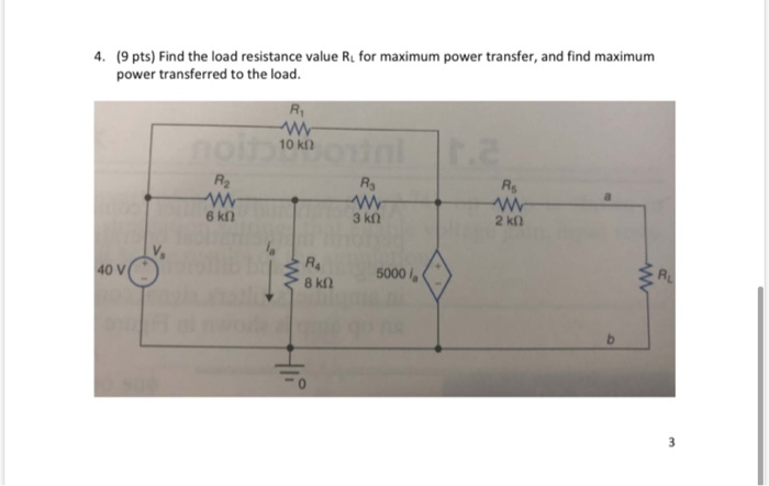 Solved 4. (9 pts) Find the load resistance value R. for | Chegg.com