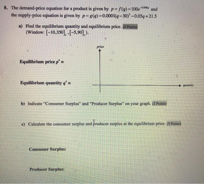 Solved -0.0004 and 8. The demand-price equation for a | Chegg.com
