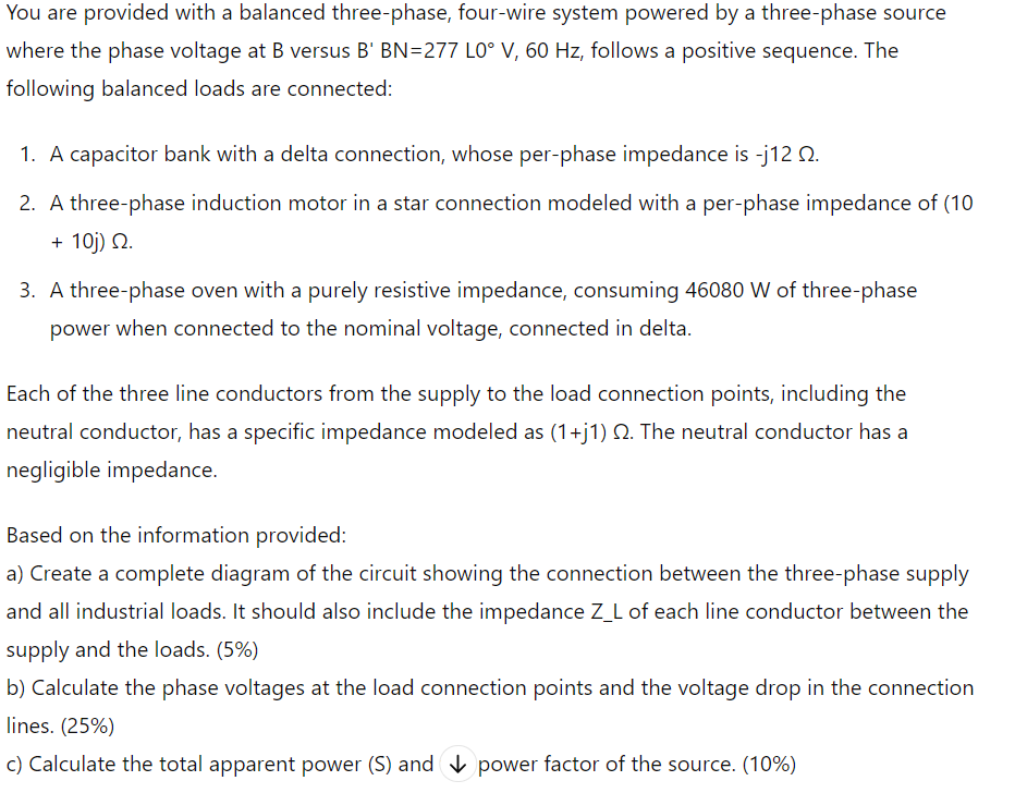 Solved You are provided with a balanced three-phase, | Chegg.com