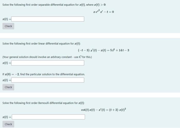 Solved Solve The Following First Order Separable