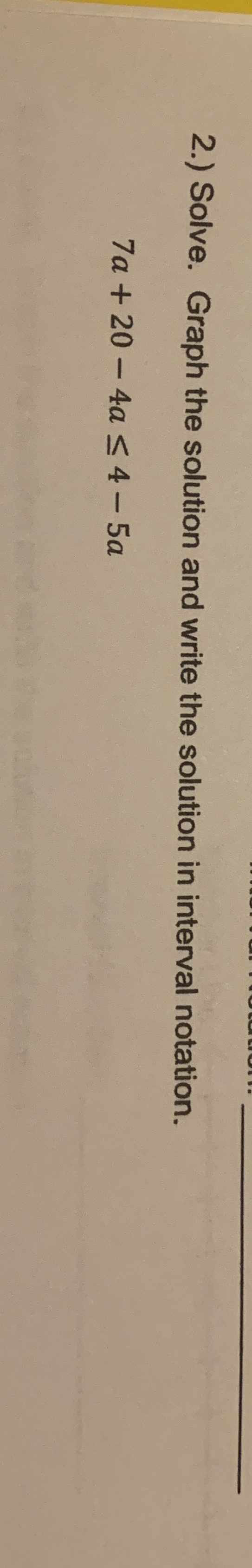2.) ﻿Solve. Graph the solution and write the solution | Chegg.com