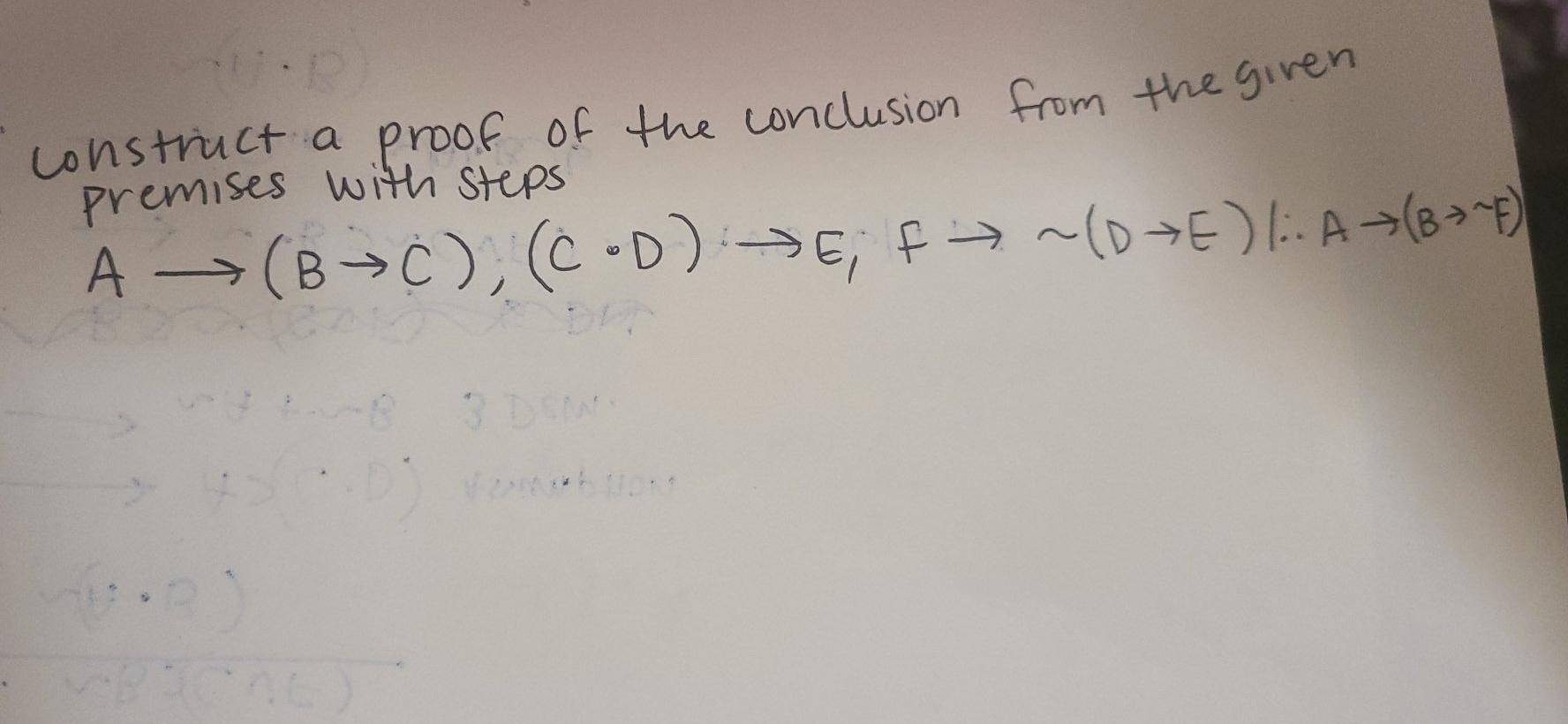 Solved construct a proof of the conclusion from the given | Chegg.com