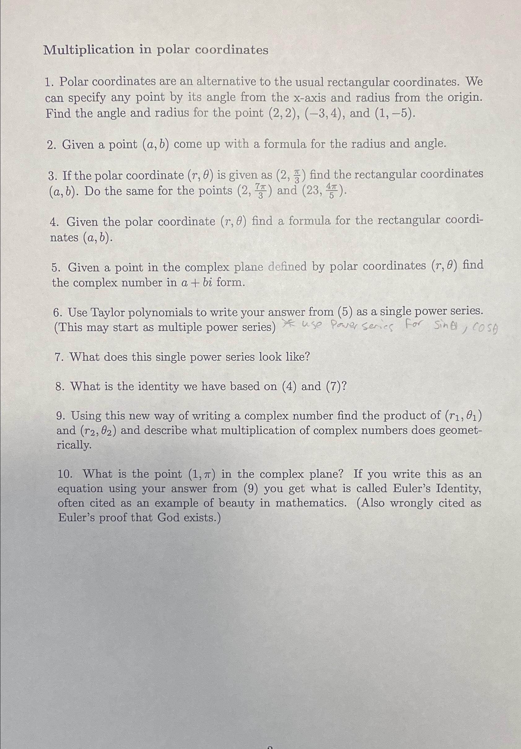 Solved Multiplication in polar coordinatesPolar coordinates | Chegg.com