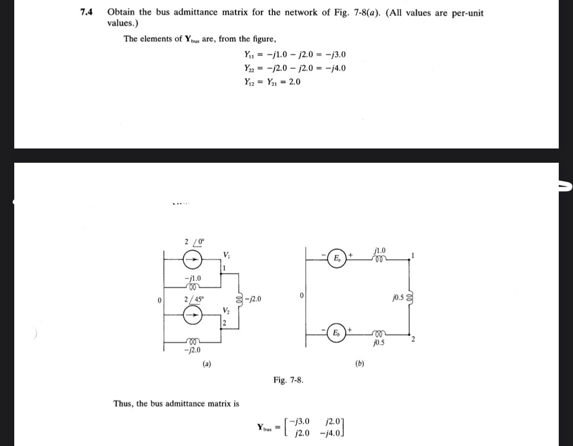 Solved 7.4 ﻿Obtain the bus admittance matrix for the network | Chegg.com