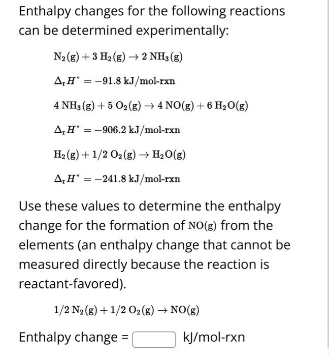 Solved Enthalpy changes for the following reactions can be | Chegg.com