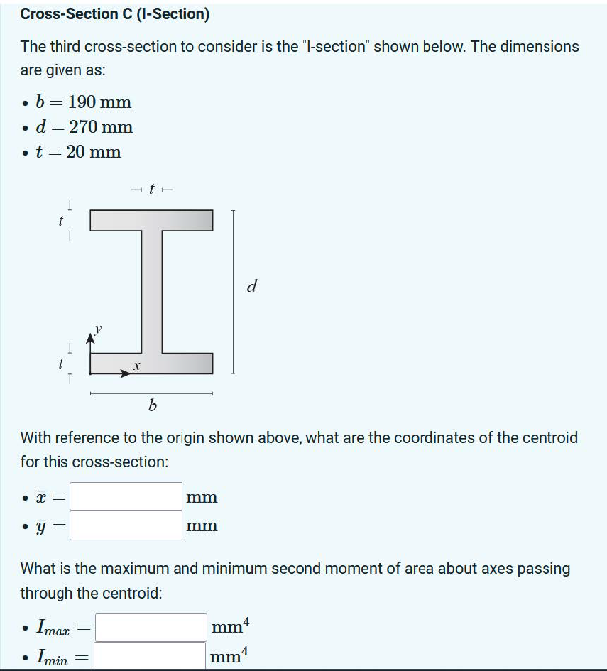 Solved Cross-Section C (I-Section)The third cross-section to | Chegg.com