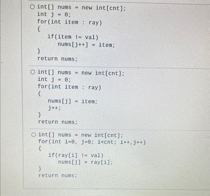 Solved Which of the following correctly fill /* blank */ in | Chegg.com