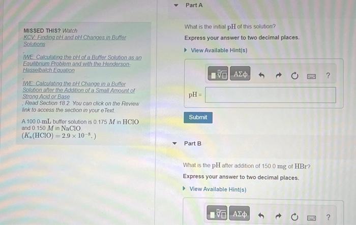 Solved A 100 mL buffer solution is 0.175M NHClO and 0.1 5 M | Chegg.com