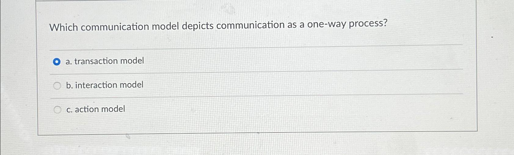 Solved Which communication model depicts communication as a | Chegg.com