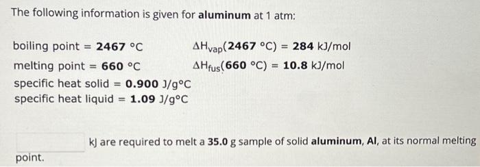 Solved The following information is given for mercury at 1 | Chegg.com