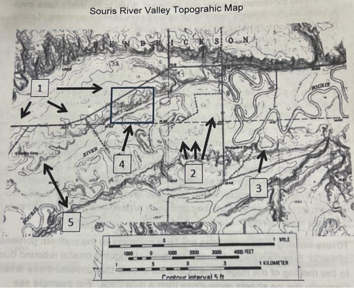 Souris River Vallev Topograhic Map Physical Geology | Chegg.com
