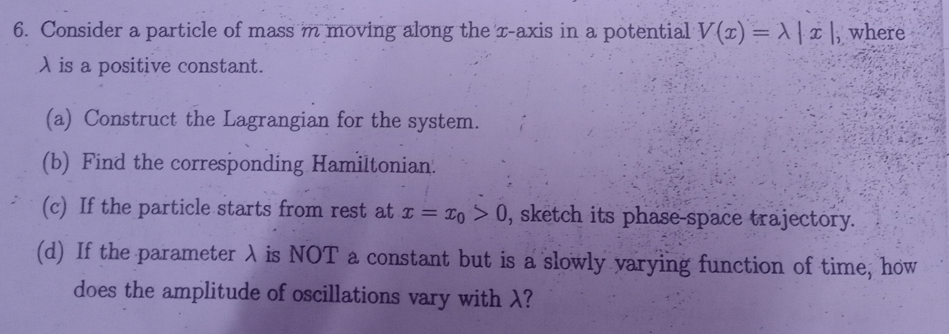Solved Consider a particle of mass m ﻿moving along the | Chegg.com