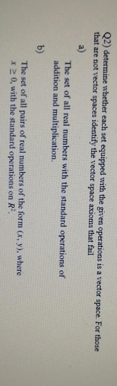 Solved Q2) determine whether each set equipped with the | Chegg.com | Chegg.com