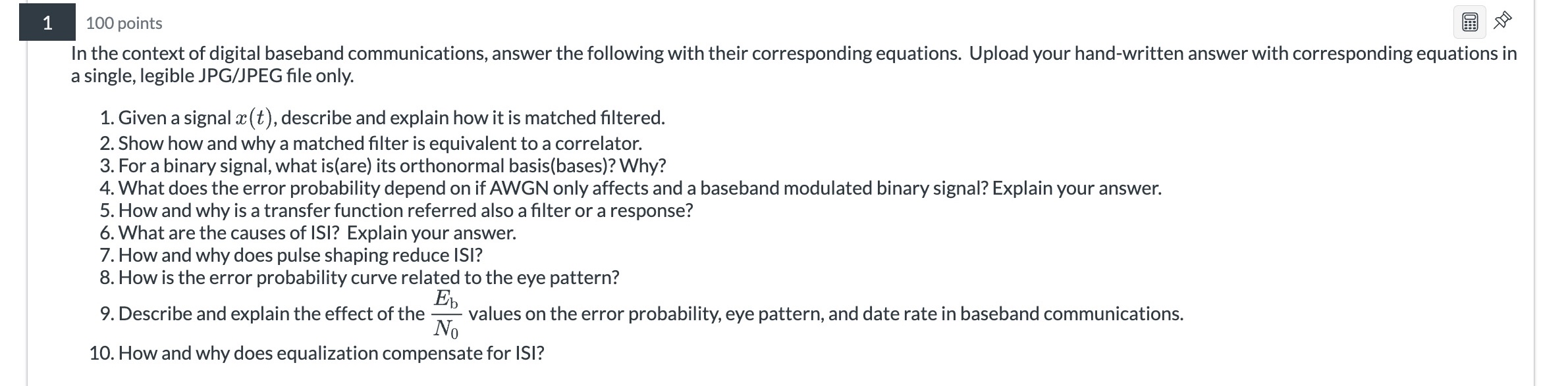 Solved 1100 ﻿pointsIn the context of digital baseband | Chegg.com