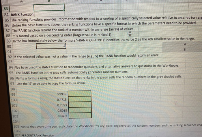 Solved 4 83 84 RANK Function 85 The ranking functions | Chegg.com