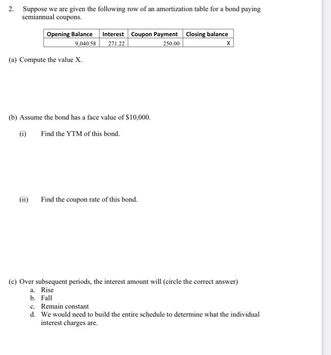 Solved 2. Suppose we are given the following row of an | Chegg.com