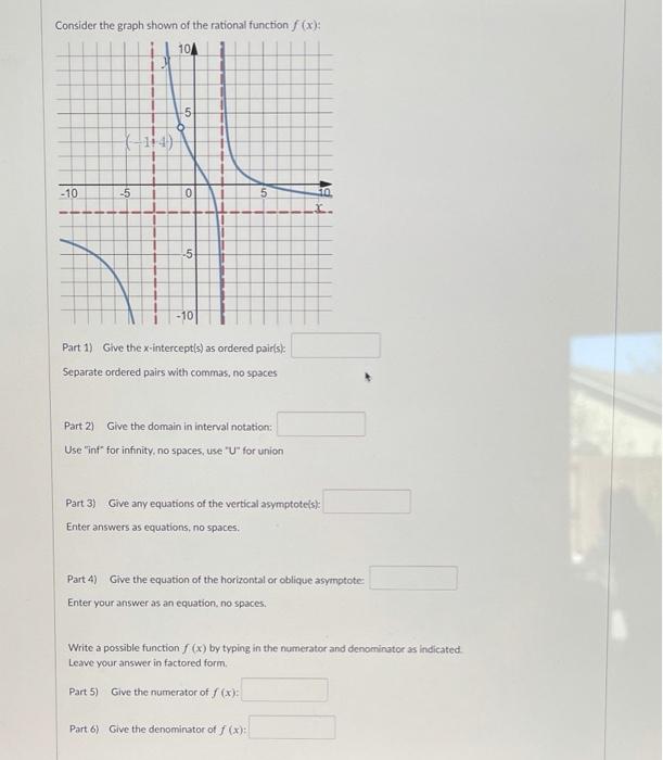 Solved Write a possible rational function r (x) such that... | Chegg.com