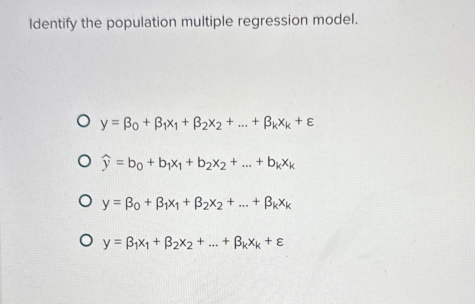Solved Identify the population multiple regression | Chegg.com