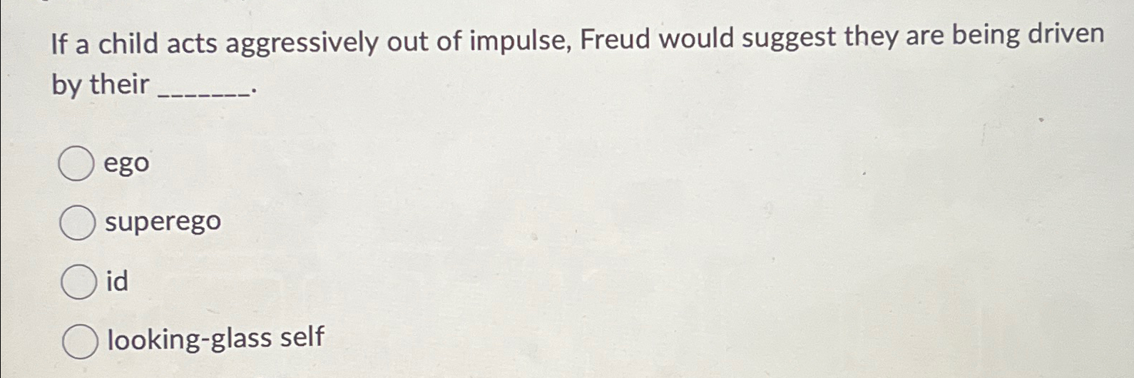 Solved If a child acts aggressively out of impulse, Freud | Chegg.com