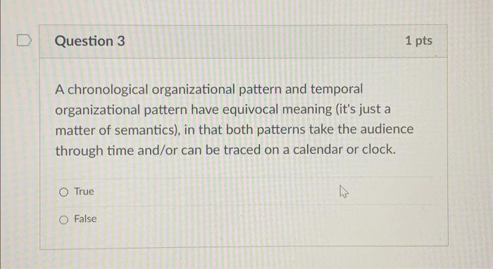 Question 3 A chronological organizational pattern and | Chegg.com