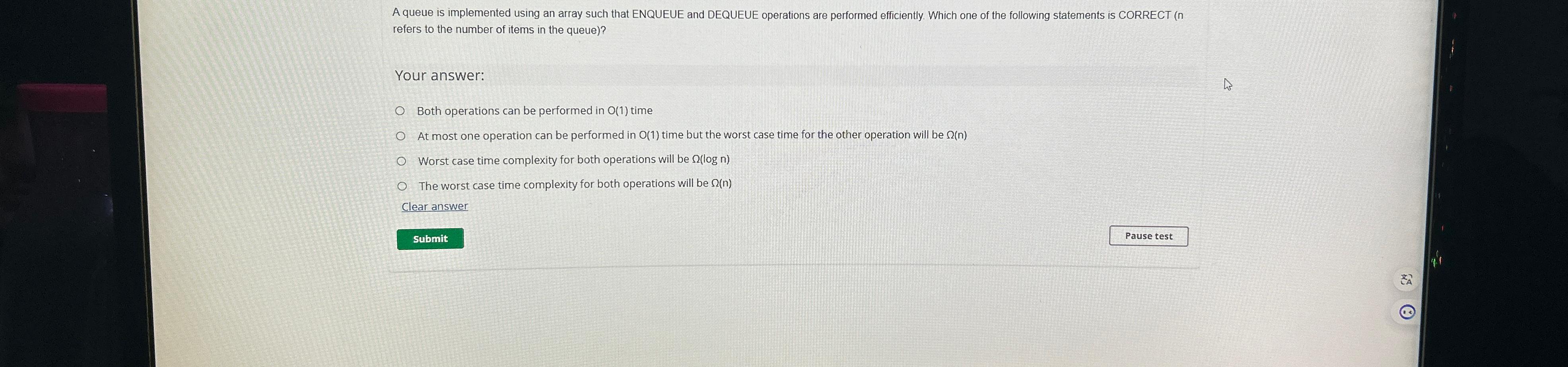 Solved A queue is implemented using an array such that | Chegg.com