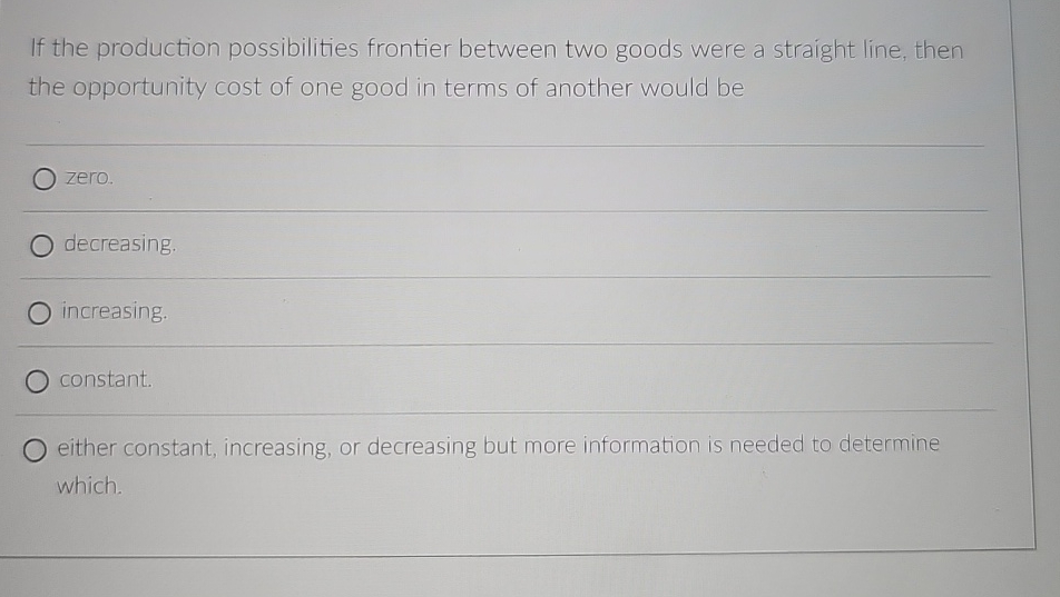 Solved If the production possibilities frontier between two | Chegg.com